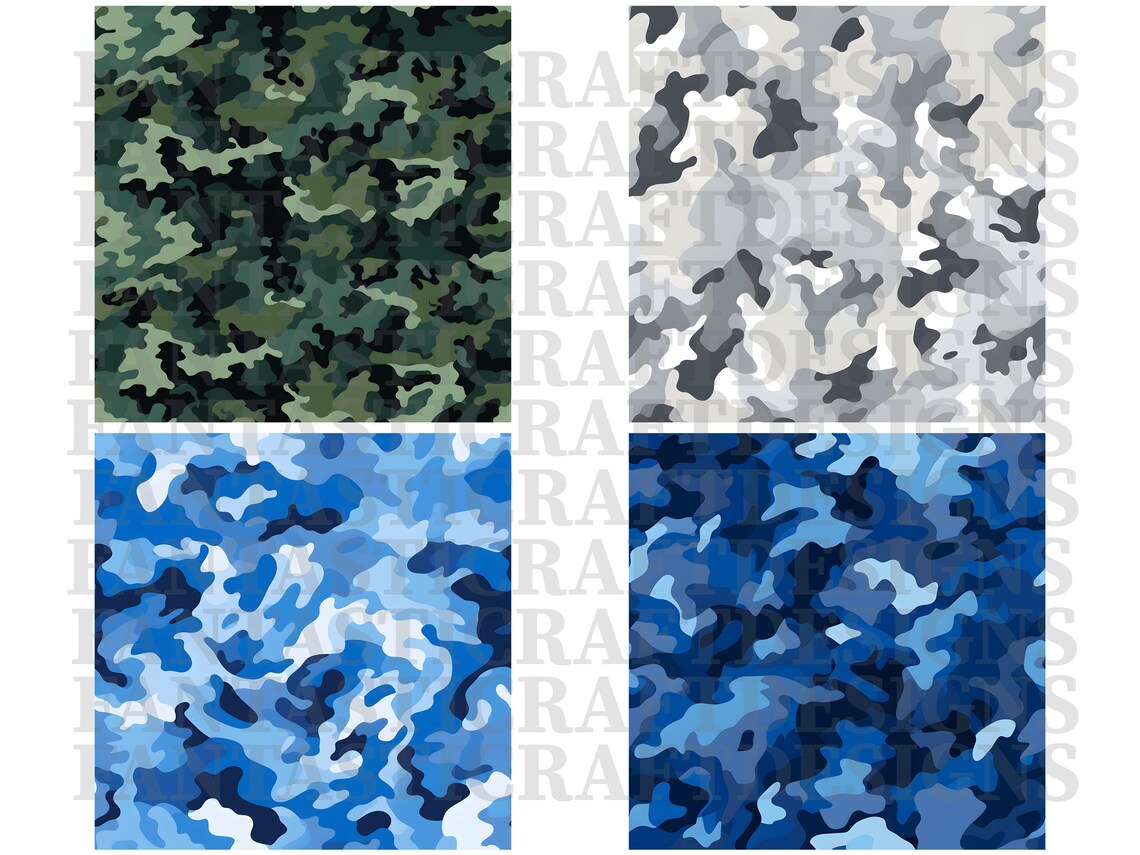 20 Camouflage Digital Paper Military Pack Seamless Different Patterns ...