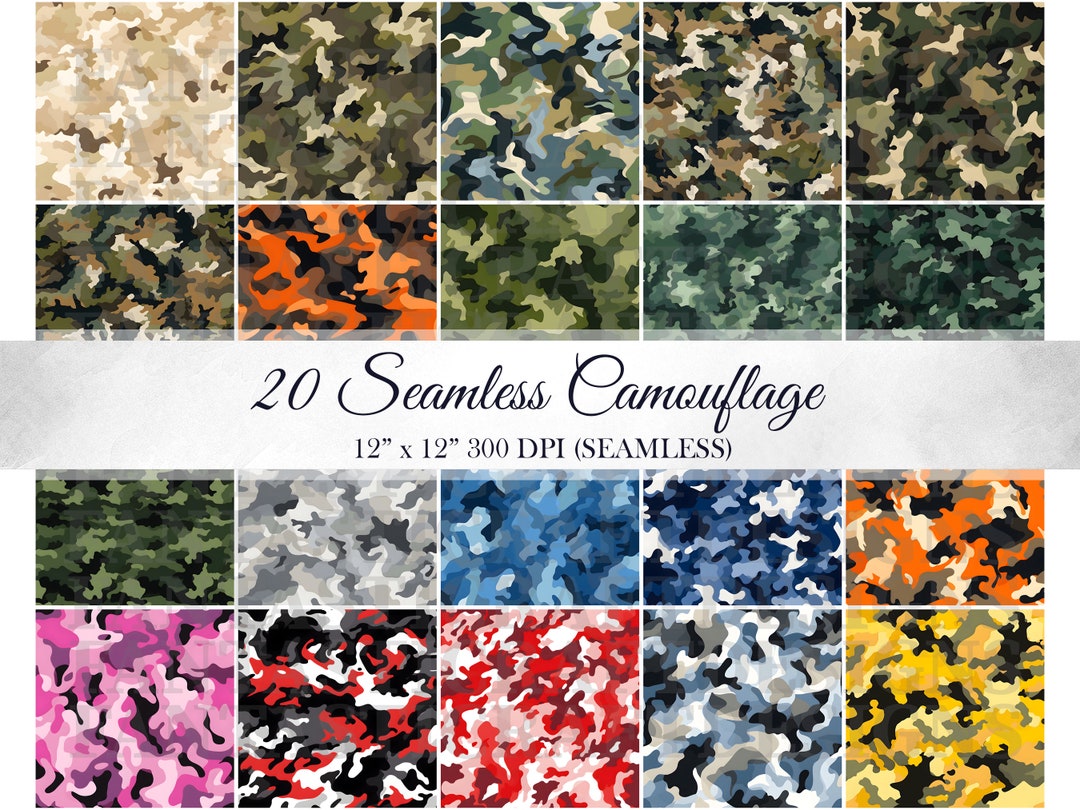 20 Camouflage Digital Paper Military Pack Seamless Different Patterns ...