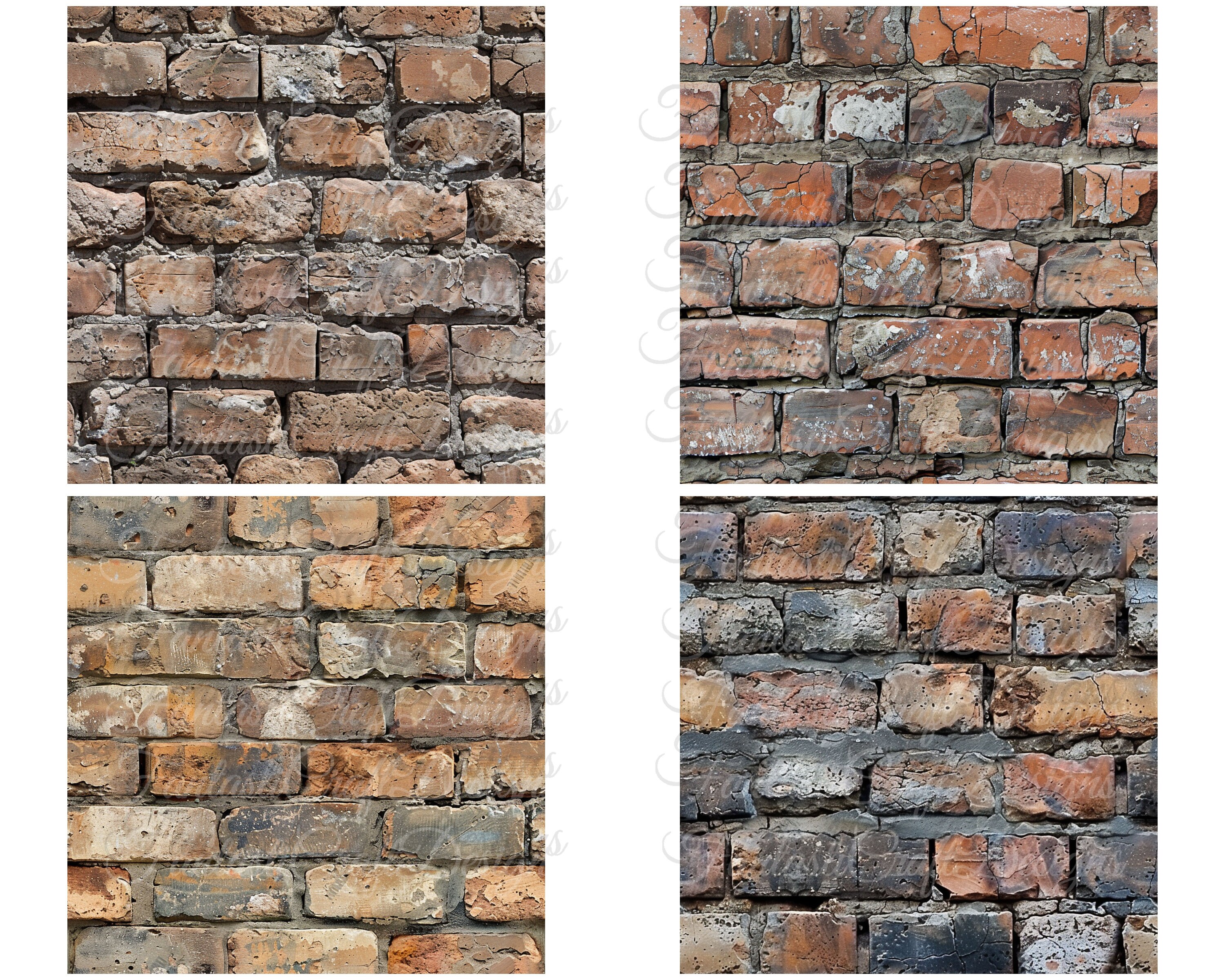 Old Brick Wall Digital Paper Texture 16 Pack Seamless Different ...