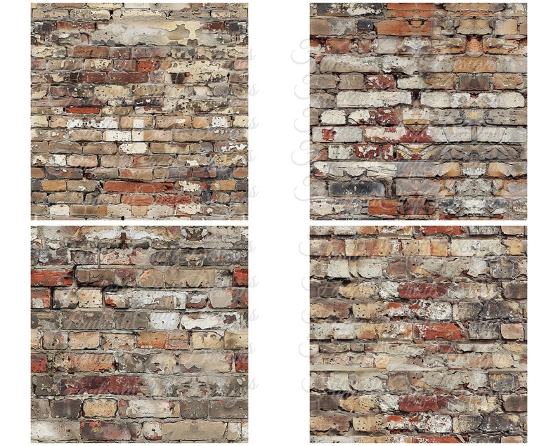 Old Brick Wall Digital Paper Texture 16 Pack Seamless Different ...
