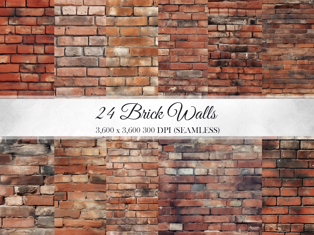 24 Brick Wall Digital Paper Texture Pack Seamless Different Patterns ...