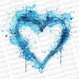 40 Blue Hearts Paint Splatter Splash Watercolor Clipart Heart Pack PNG ...