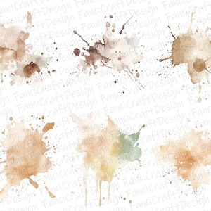 Neutral Splatter Paint Splash Watercolor Clipart Splotch 40 Pack PNG ...