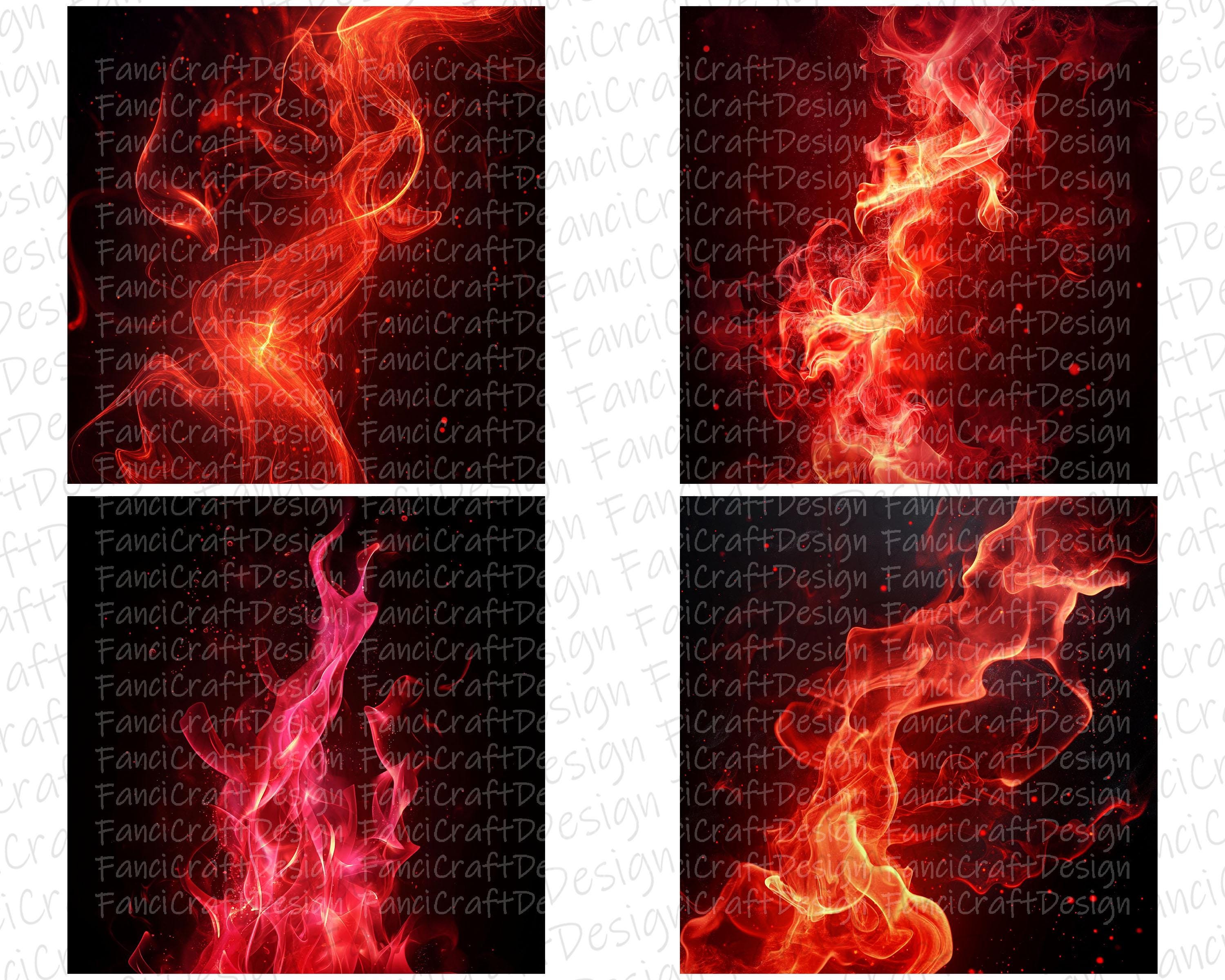 Neon Flames Rainbow Fire Digital Paper Texture 40 Pack Patterns ...