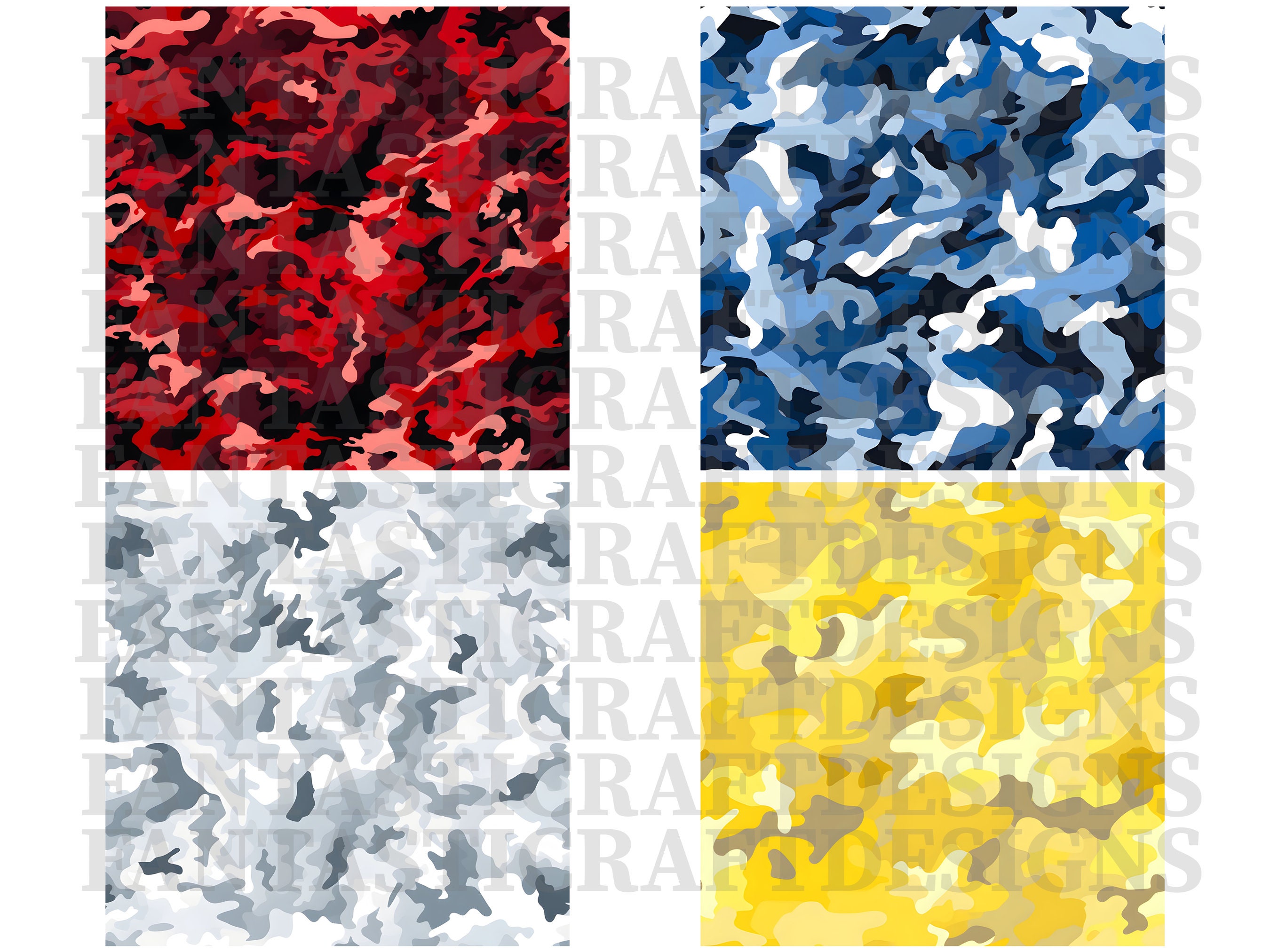 20 Camouflage Digital Paper Military Pack Seamless Different Patterns ...