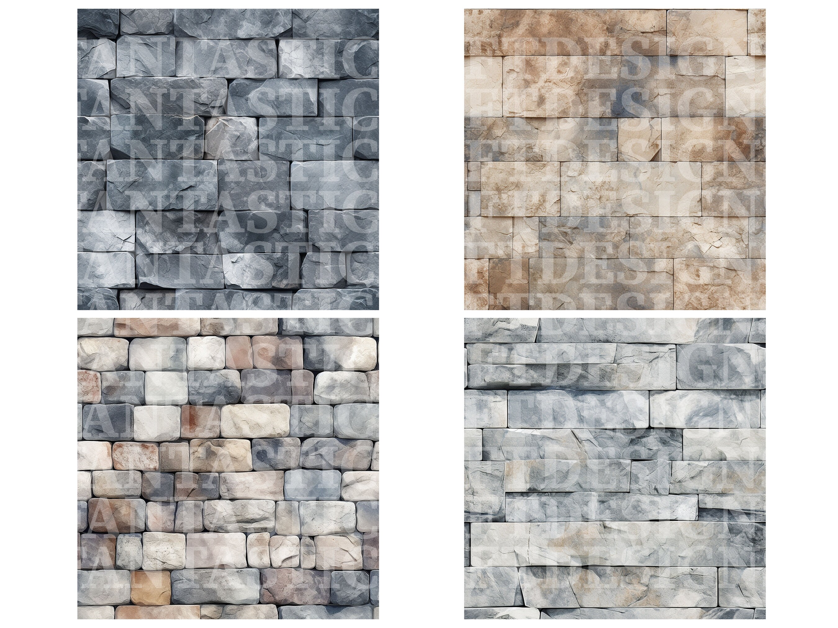 25 Stone Wall Digital Paper Pack Seamless Cobblestone Rustic Brick ...