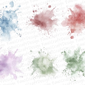 Neutral Splatter Paint Splash Watercolor Clipart Splotch 40 Pack PNG ...