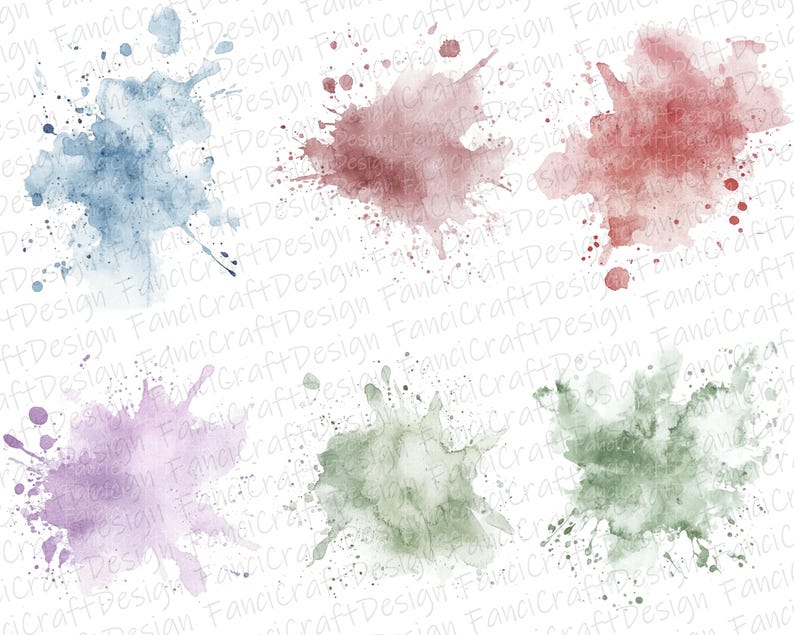 Neutral Splatter Paint Splash Watercolor Clipart Splotch 40 Pack PNG ...