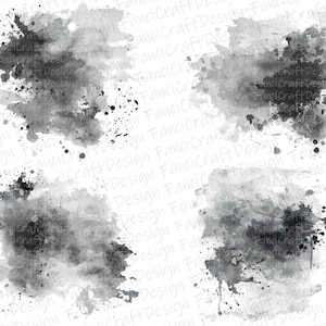 12 Gray Paint Splatter Splash Watercolor Clipart Gray Splash Pack PNG ...