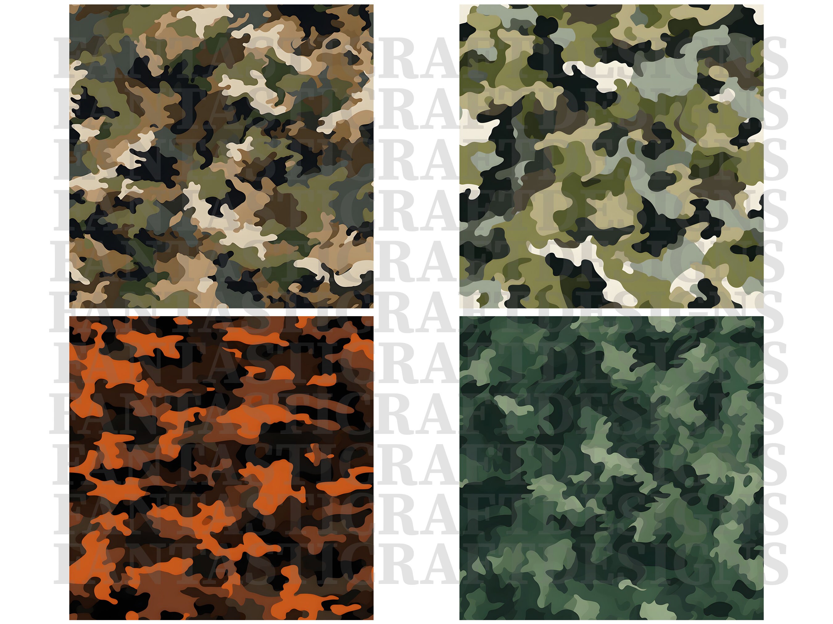 20 Camouflage Digital Paper Military Pack Seamless Different Patterns ...