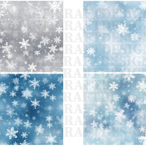 20 Winter Snowflake Digital Paper White Snow Pack Seamless Christmas ...