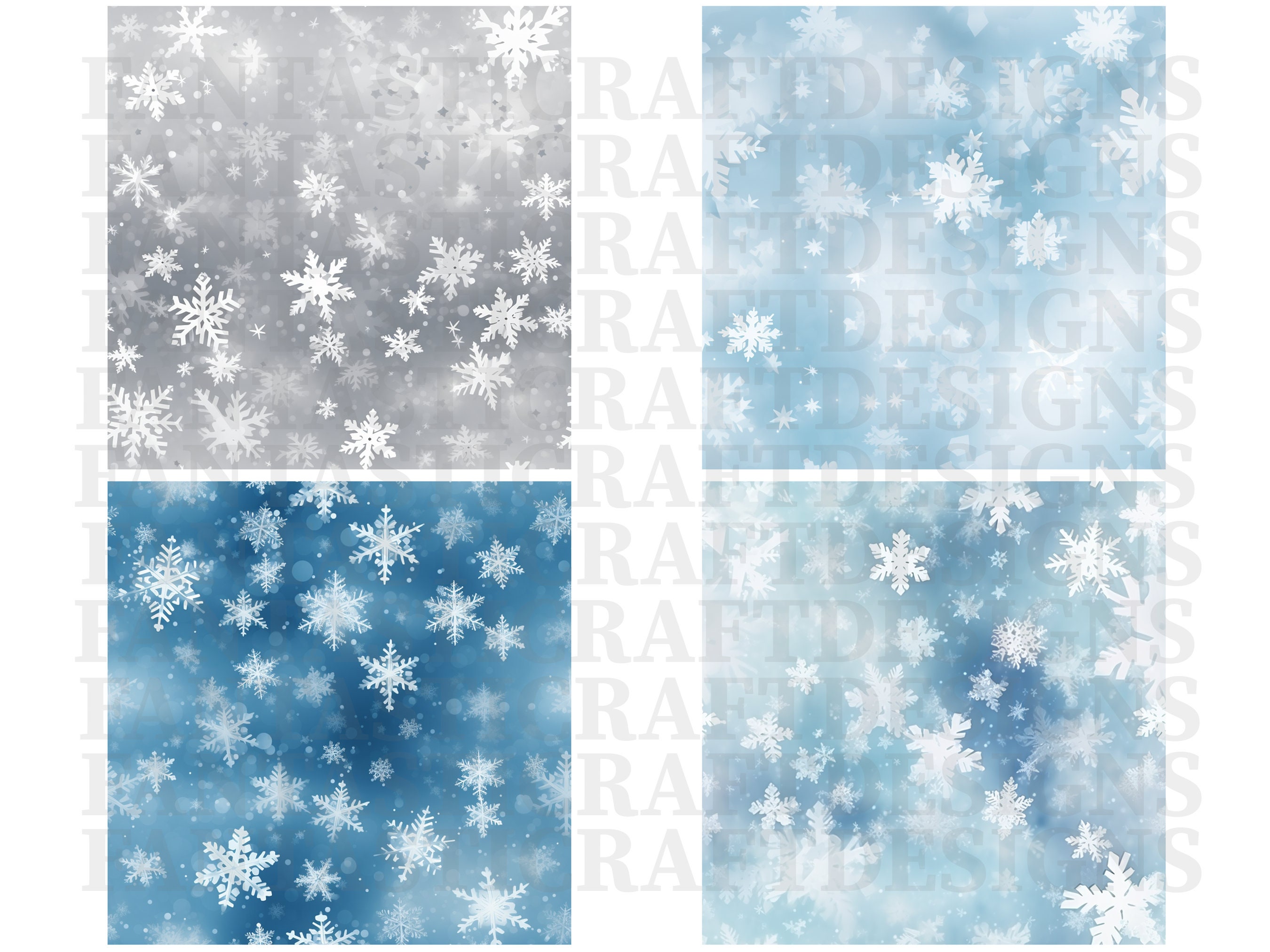 20 Winter Snowflake Digital Paper White Snow Pack Seamless Christmas ...