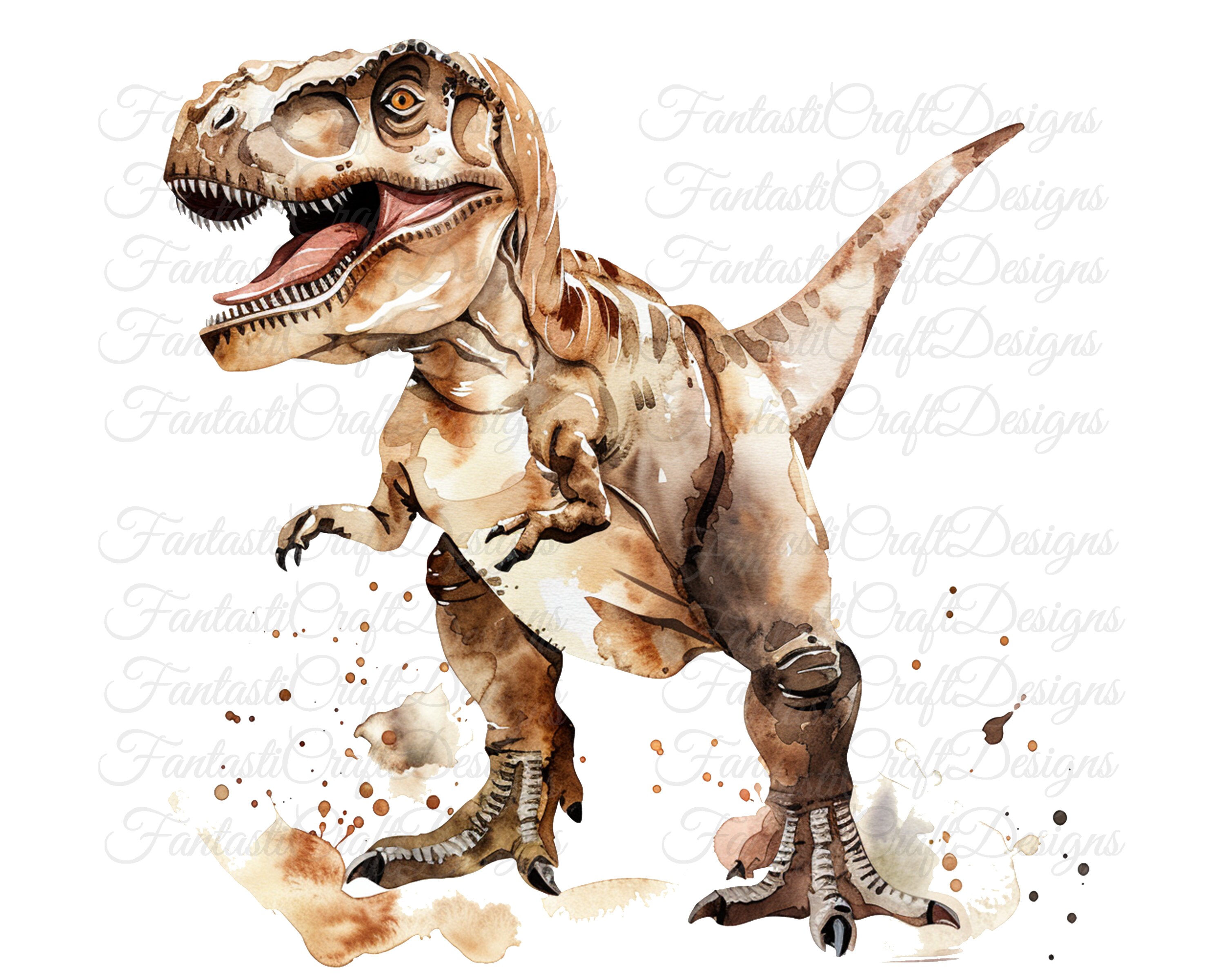 22 T-rex Dinosaur Watercolor Clipart Tyrannosaurus Rex Trex T Rex Pack ...