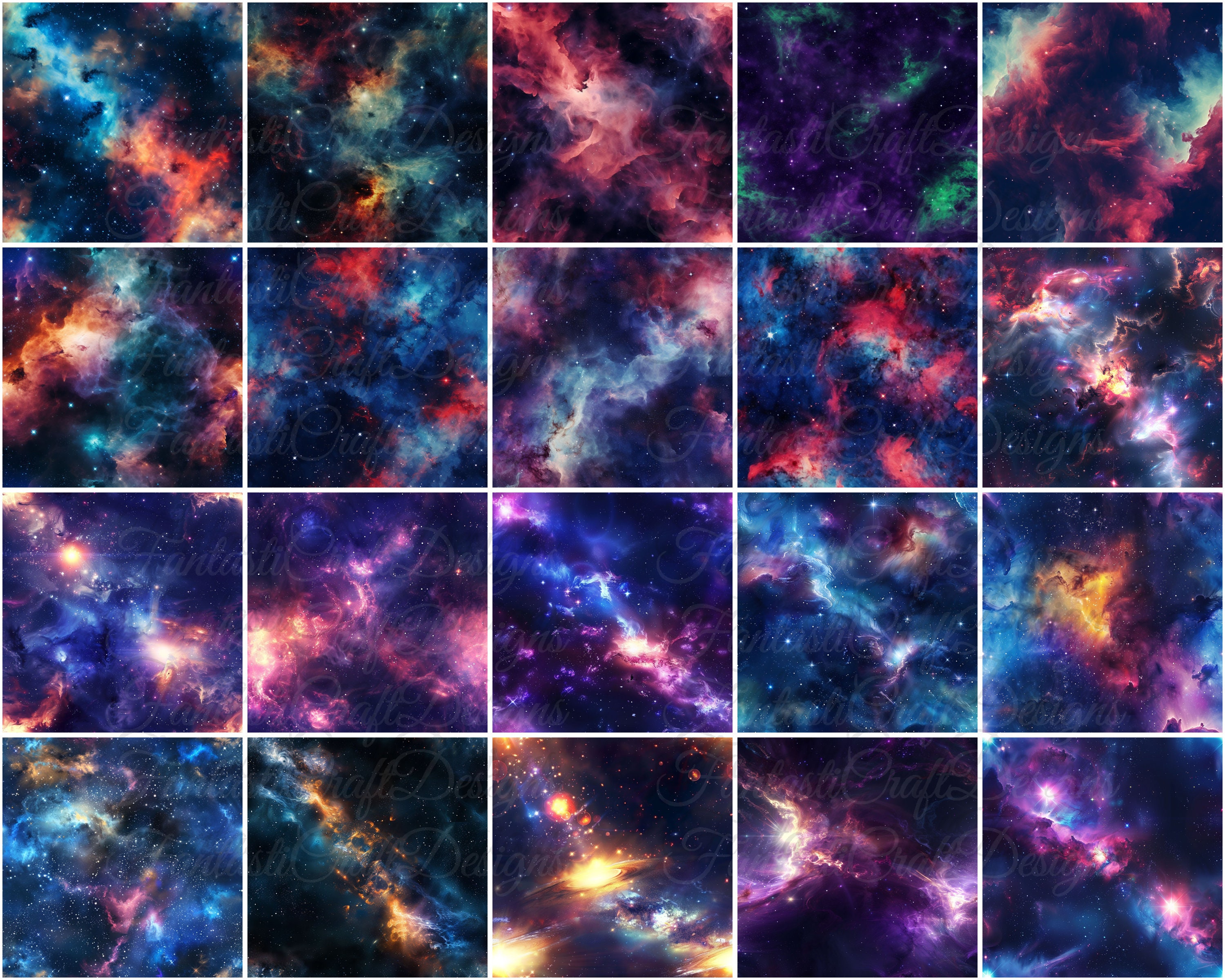 Outer Space Galaxy Nebula Digital Paper 20 Pack Seamless Galaxy ...