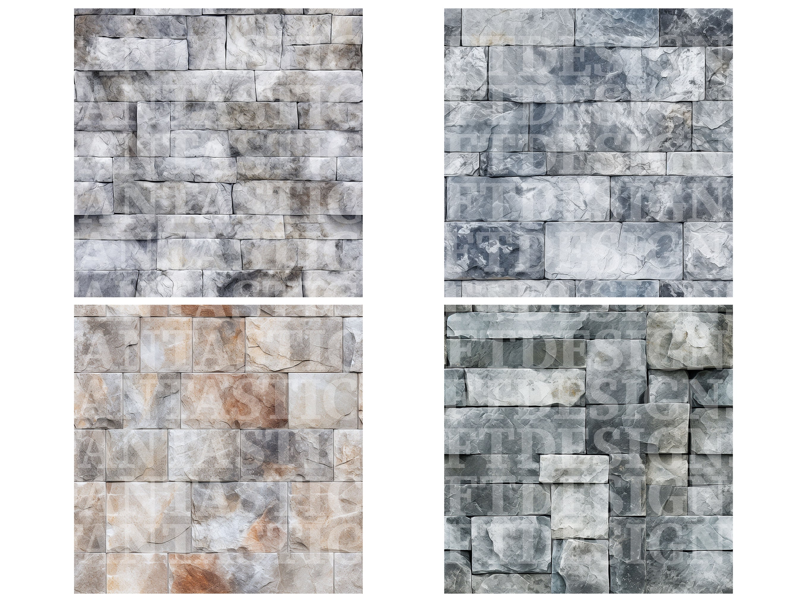 25 Stone Wall Digital Paper Pack Seamless Cobblestone Rustic Brick ...