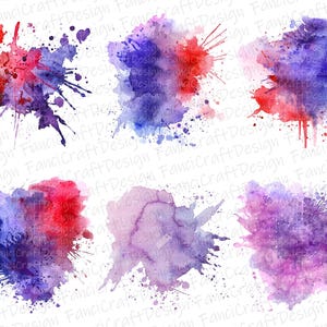 59 Purple Paint Splatter Splash Watercolor Clipart Paint Pack PNG ...
