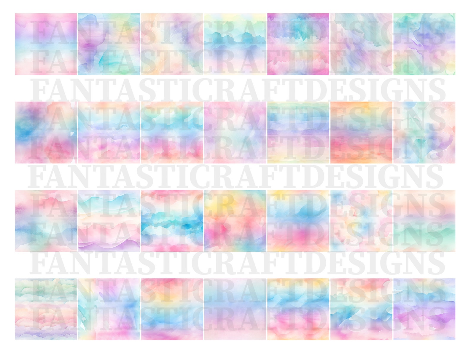 140 Pastel Watercolor Digital Paper Gradients Ombre Pack Seamless Soft ...