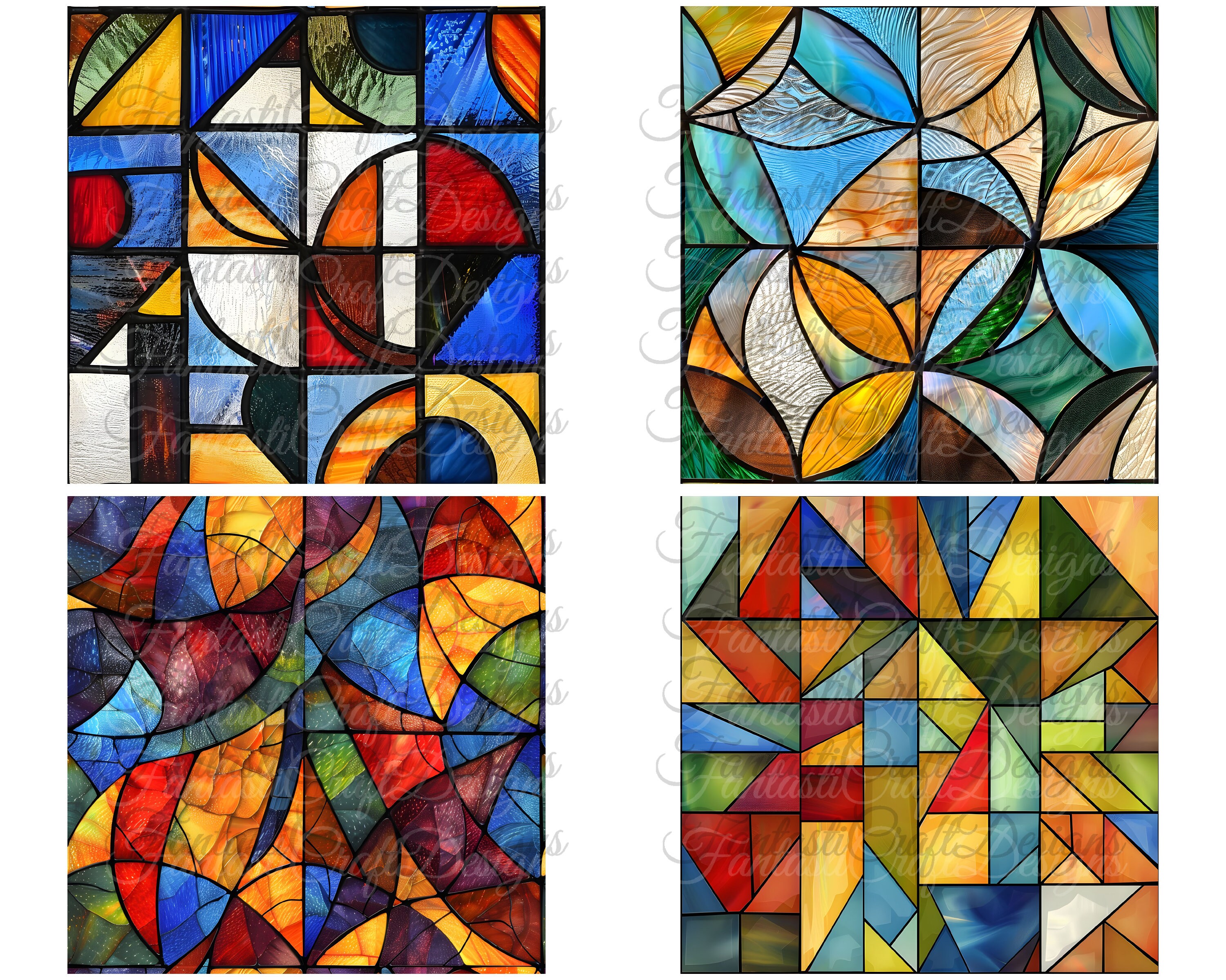 Stained Glass Digital Paper Pack of 20 Pattern Seamless Stained Glass ...