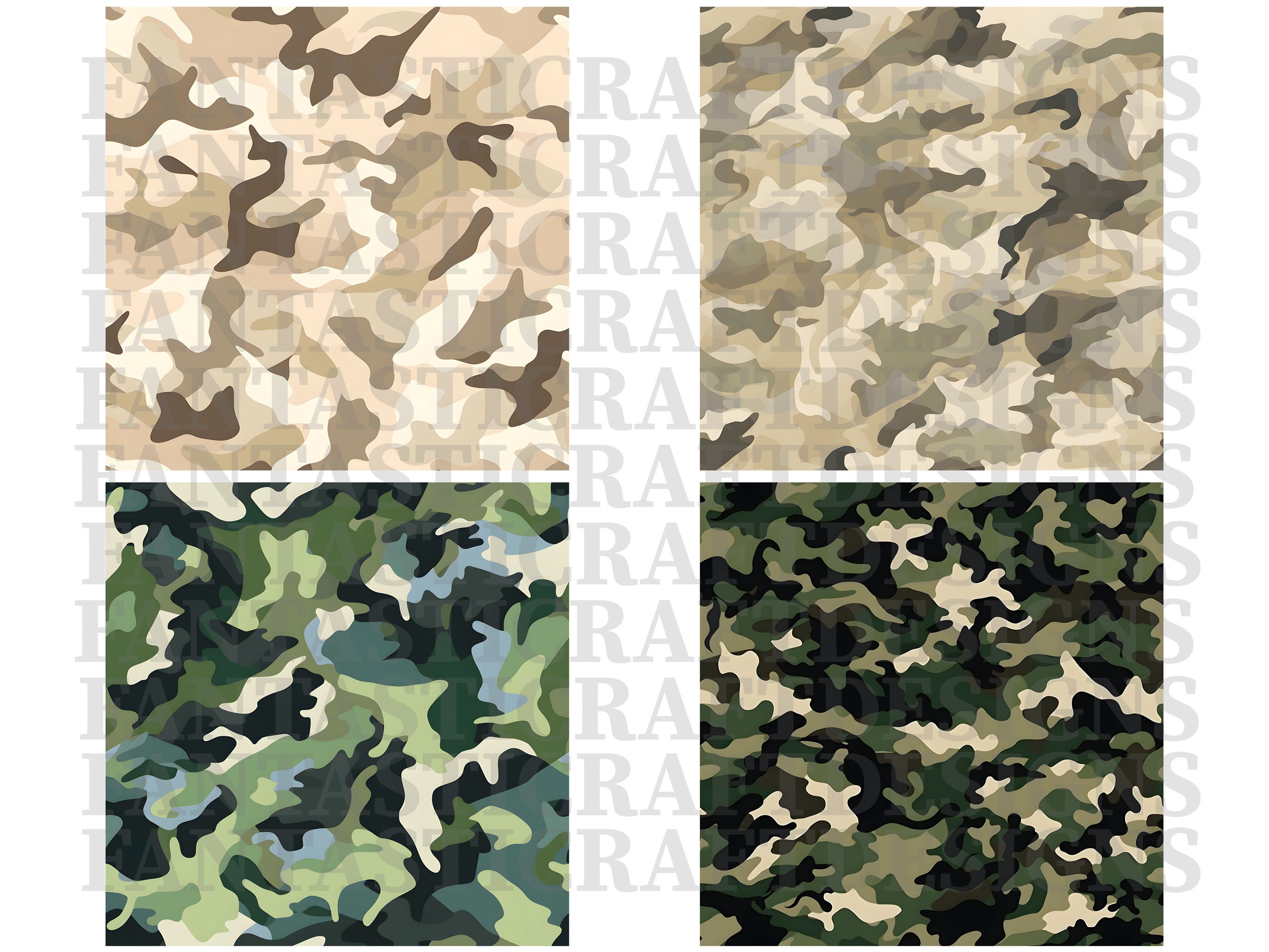 20 Camouflage Digital Paper Military Pack Seamless Different Patterns ...