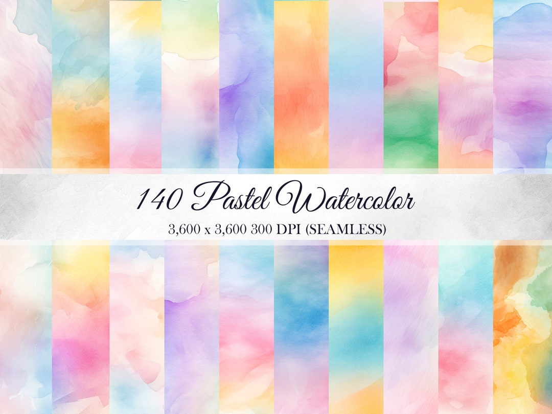 140 Pastel Watercolor Digital Paper Gradients Ombre Pack Seamless Soft ...