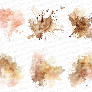 Neutral Splatter Paint Splash Watercolor Clipart Splotch 40 Pack PNG ...