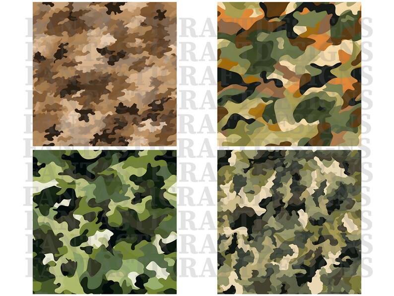 20 Camouflage Digital Paper Military Pack Seamless Different Patterns ...