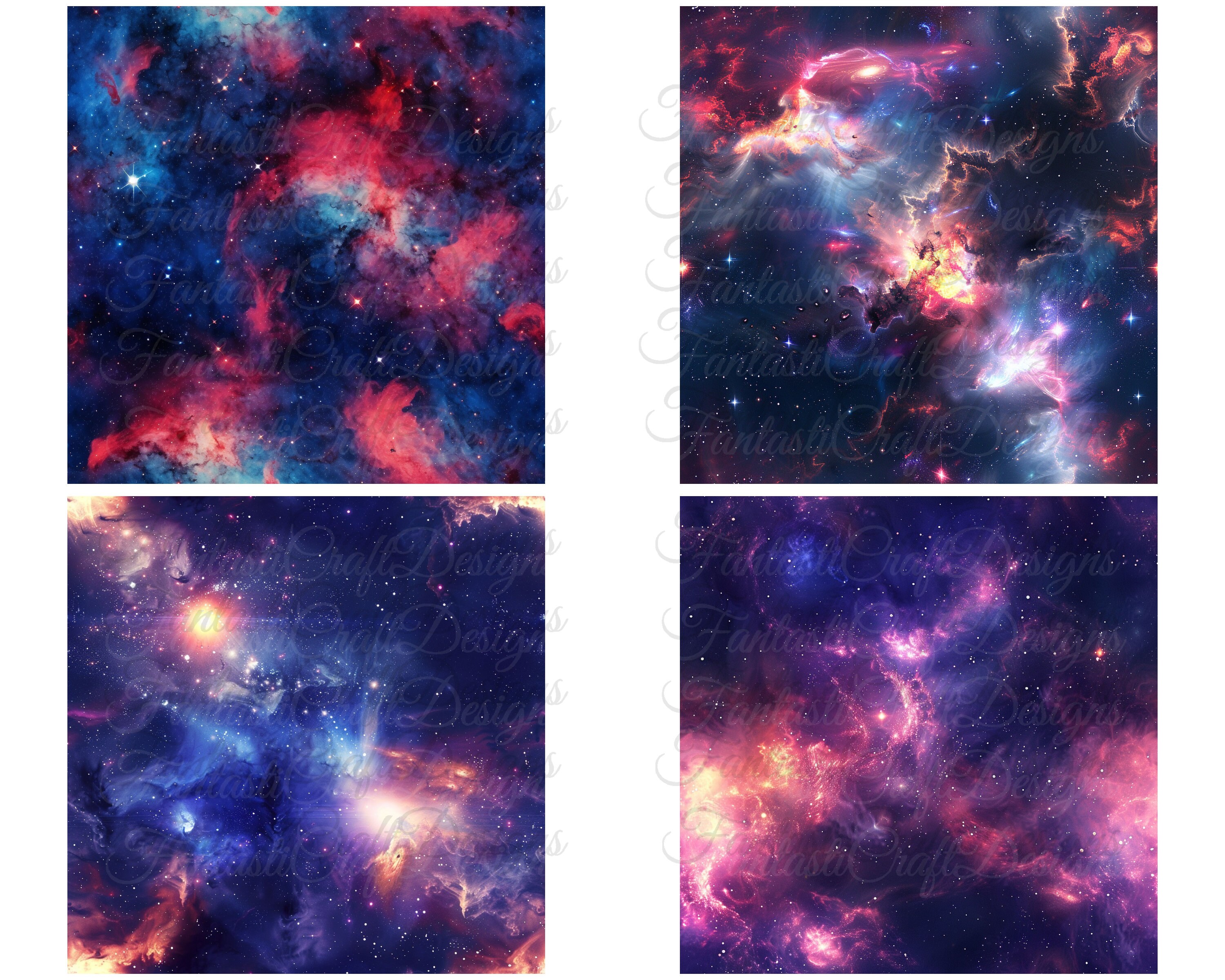 Outer Space Galaxy Nebula Digital Paper 20 Pack Seamless Galaxy ...