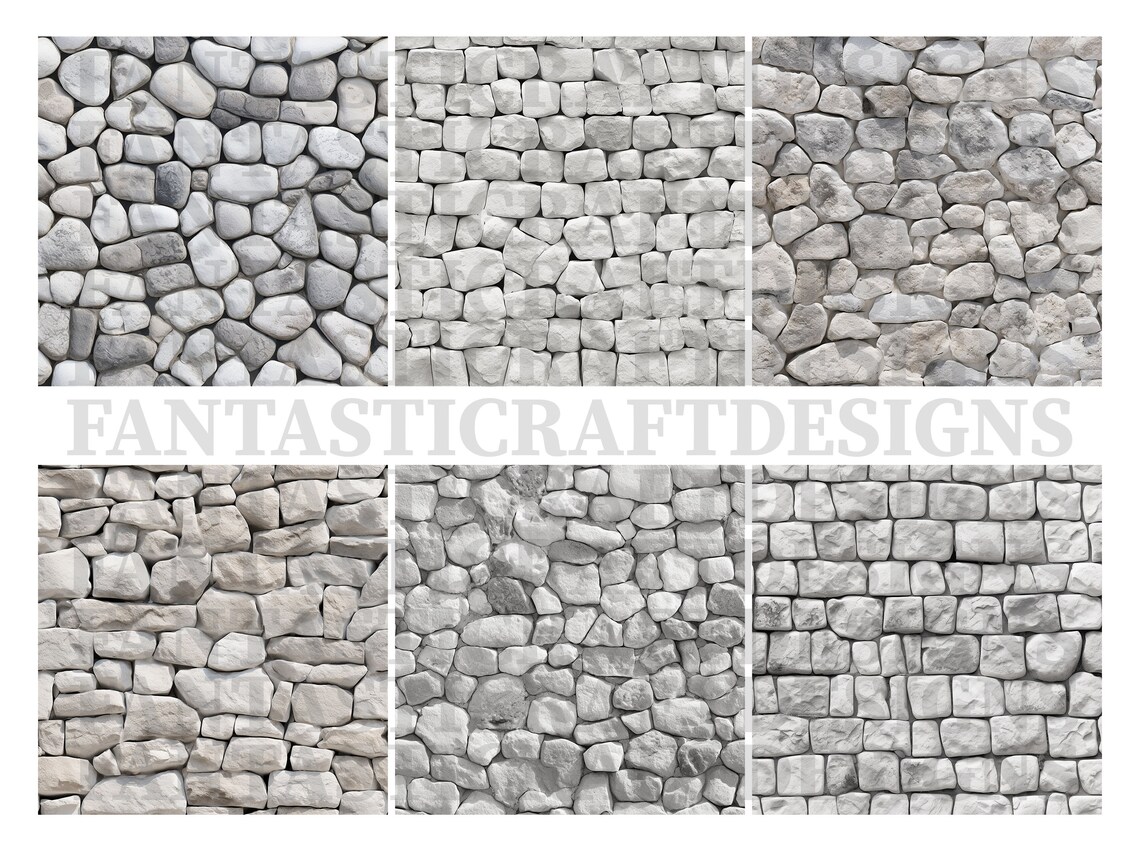 36 White Stone Wall Digital Paper Texture Pack Seamless Different ...