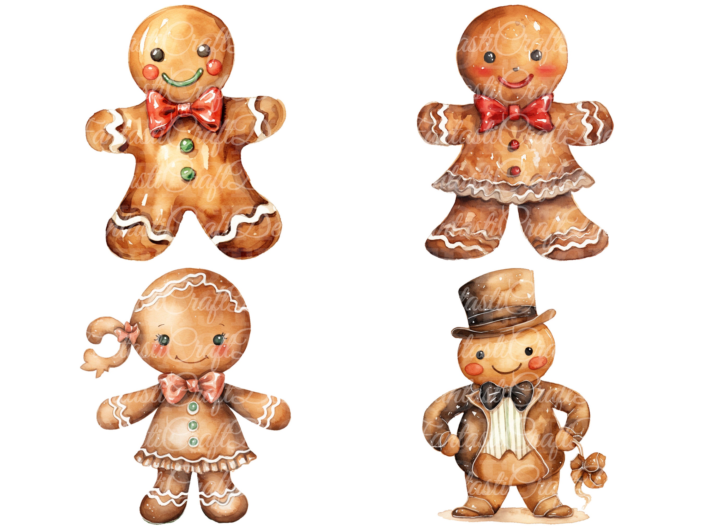 36 Gingerbread Man Cookie Clipart Pack Christmas PNG Digital Download ...