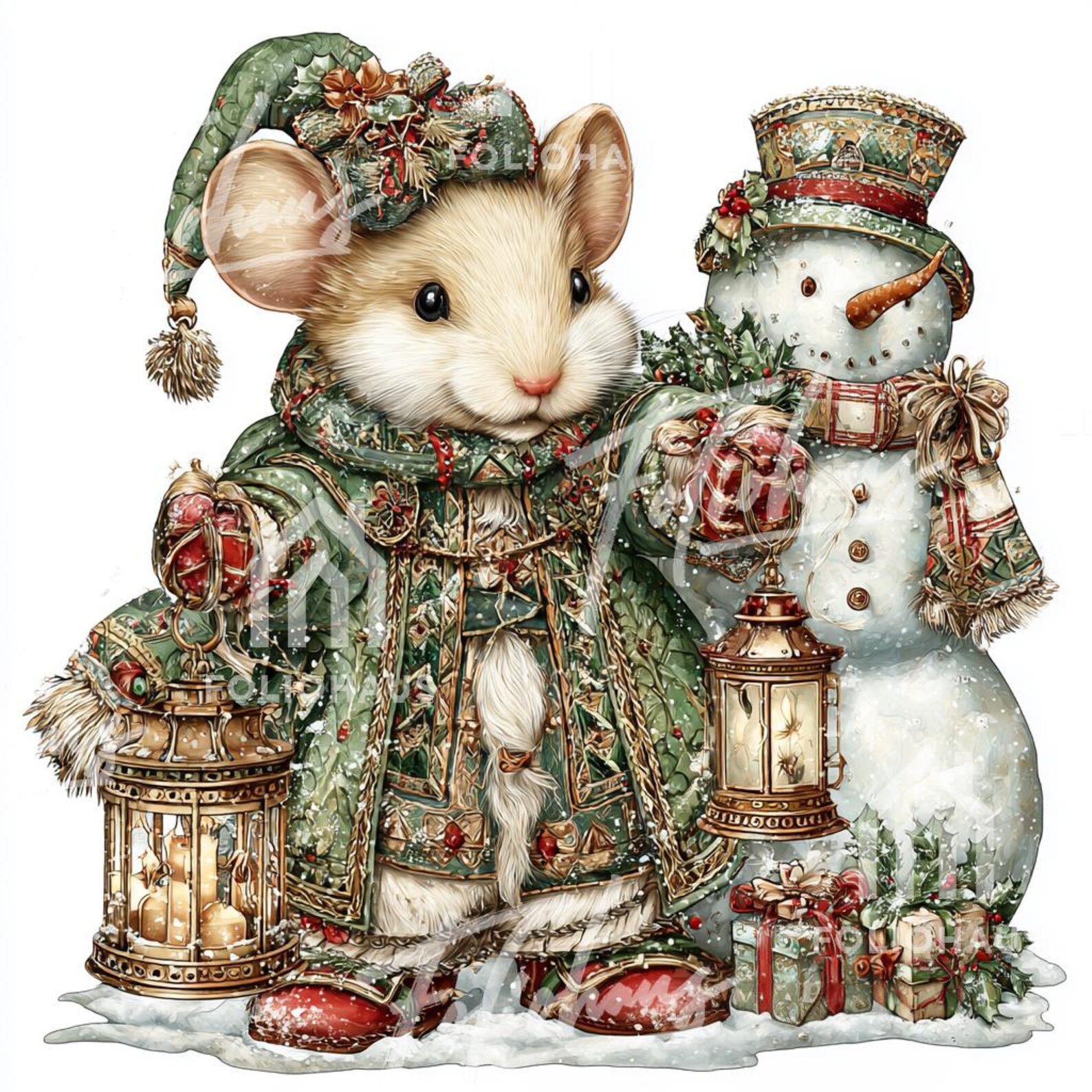 18 Rustic Christmas Mouse Clipart Pack Christmas PNG Digital Download ...