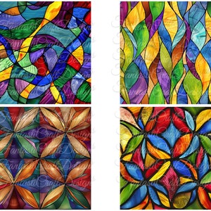 Stained Glass Digital Paper Pack of 20 Pattern Seamless Stained Glass ...