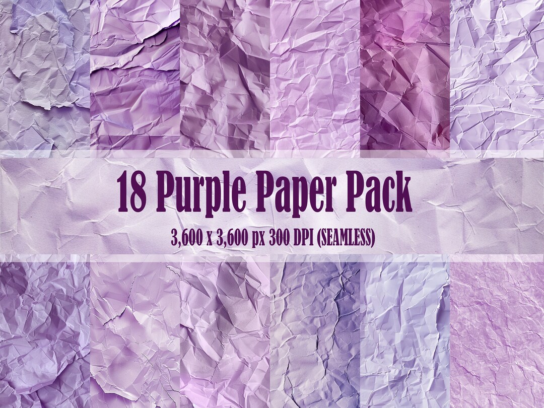 Purple Wrinkled Paper Digital Paper Texture 18 Pack Seamless Different ...