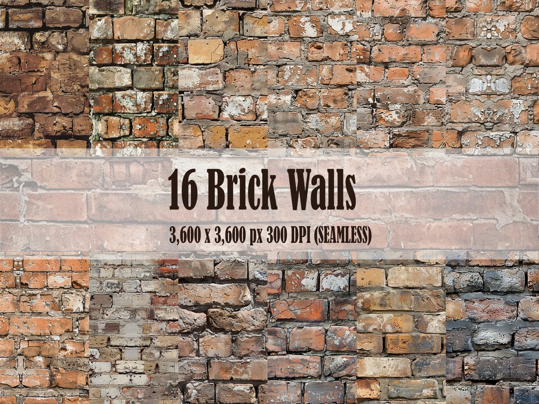 Old Brick Wall Digital Paper Texture 16 Pack Seamless Different ...