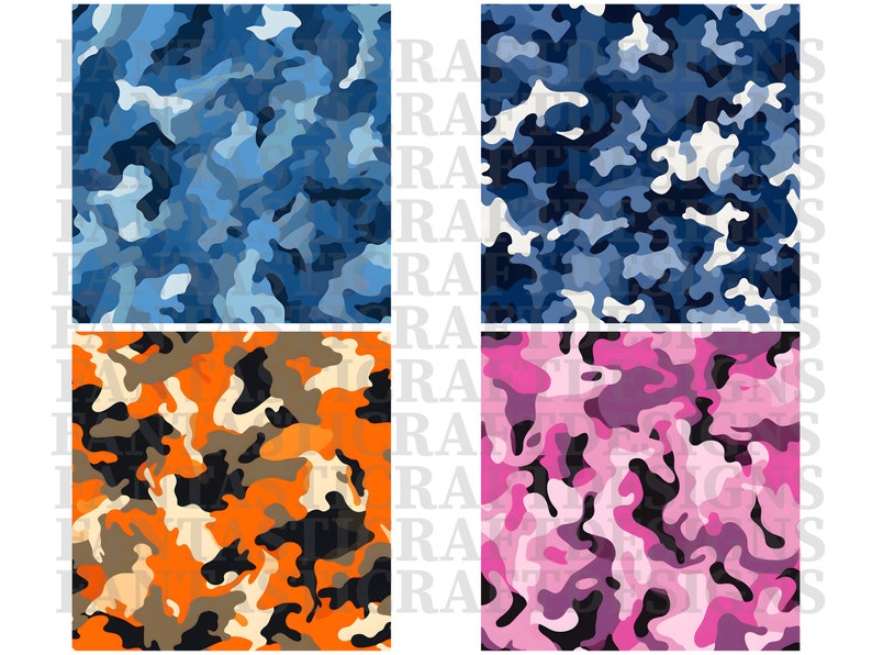 20 Camouflage Digital Paper Military Pack Seamless Different Patterns ...
