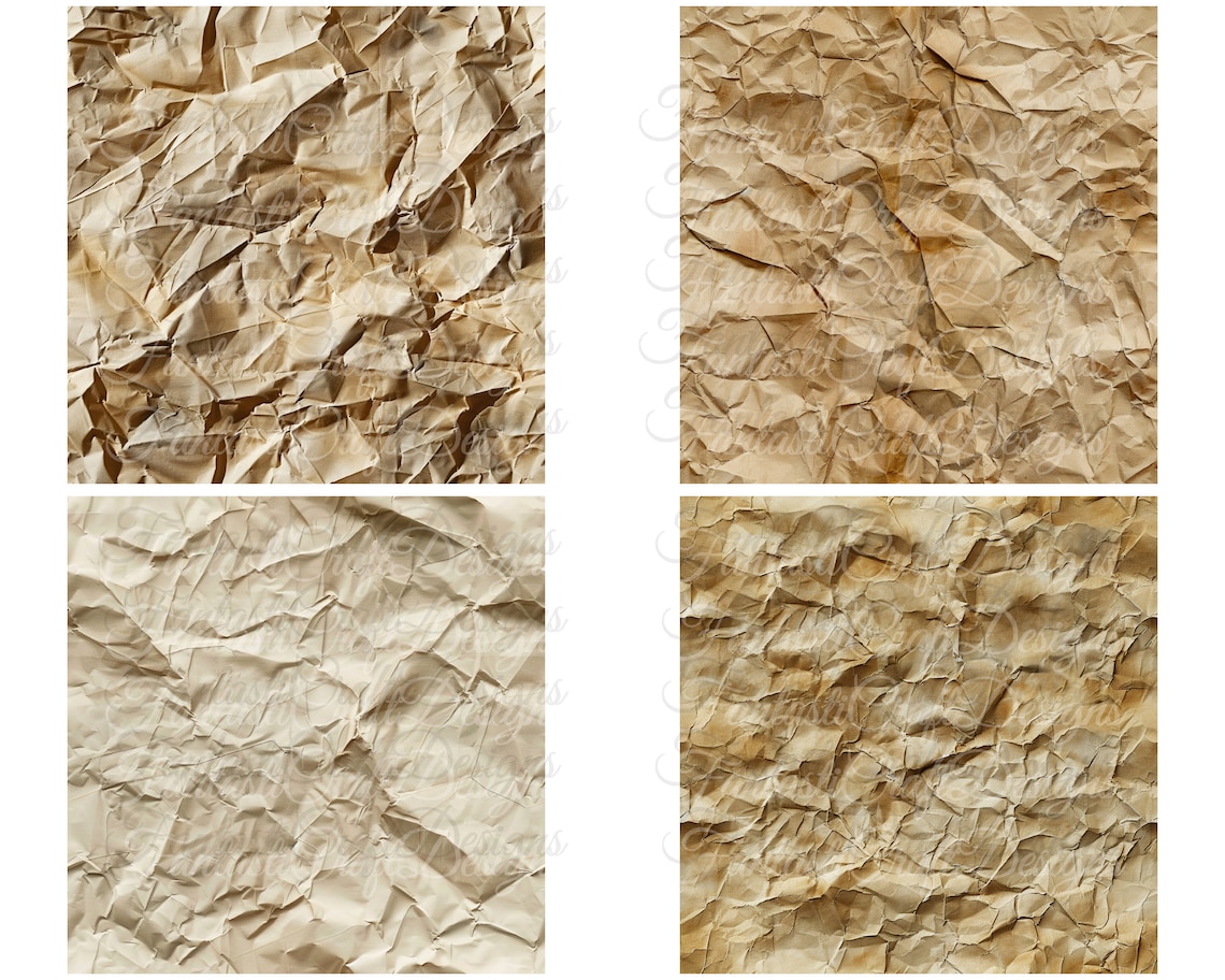 Old Wrinkled Paper Digital Paper Texture 20 Pack Seamless Different ...