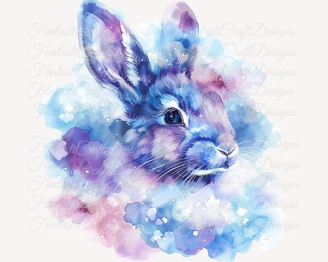 Rabbit Clouds Sky Animal Cute Bunny Watercolor Clipart 18 Pack JPG PNG ...