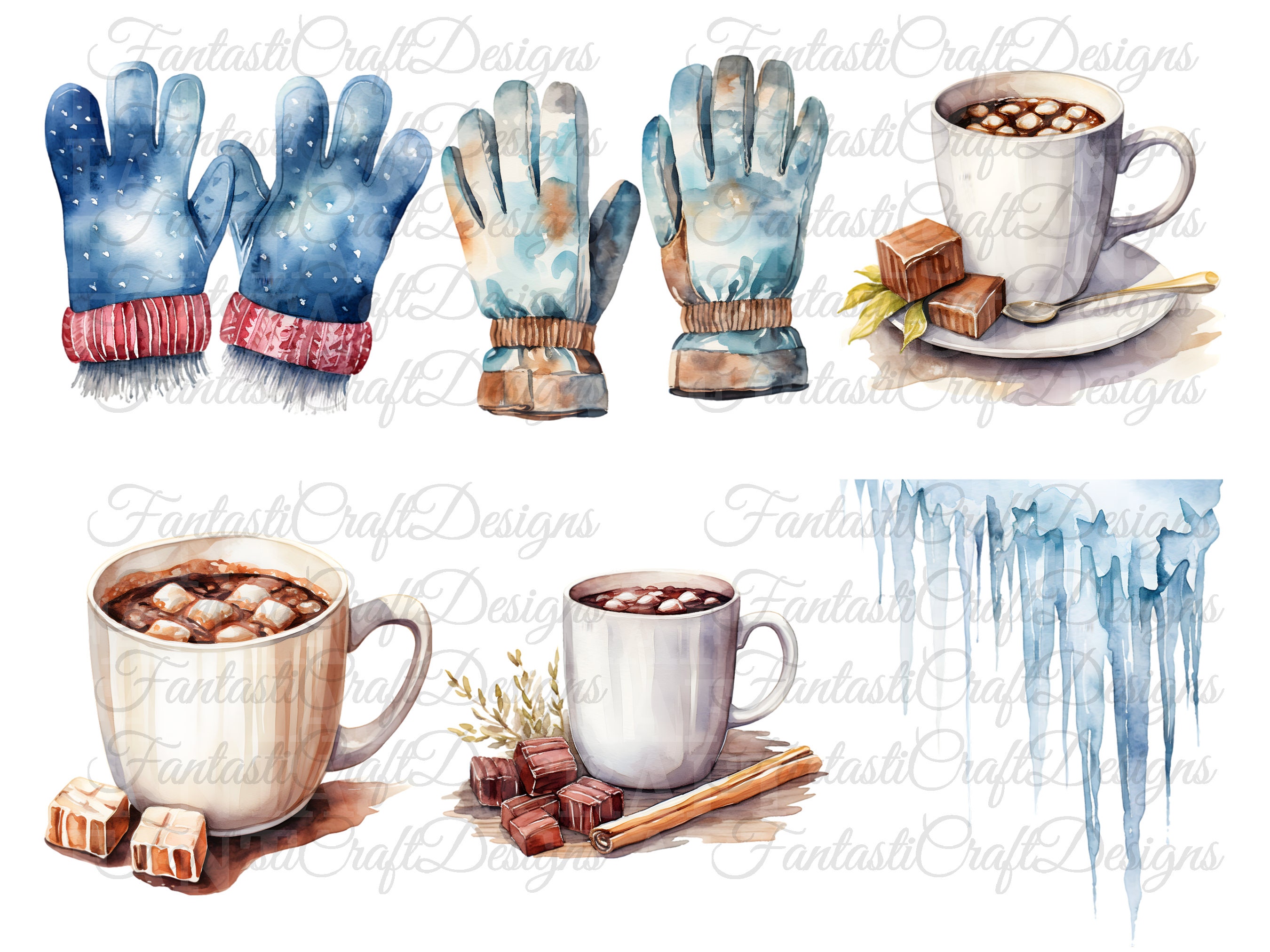 48 Winter Clipart Pack Christmas Snow Clipart PNG Digital Download 300 ...