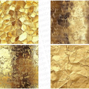 Gold Foil Digital Paper 24 Pack Shiny Metal Texture Metallic Seamless ...