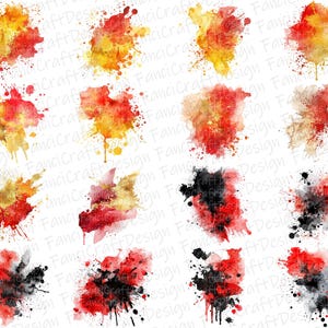 80 Red Paint Splatter Splashes Watercolor Clipart Splotches Pack PNG ...