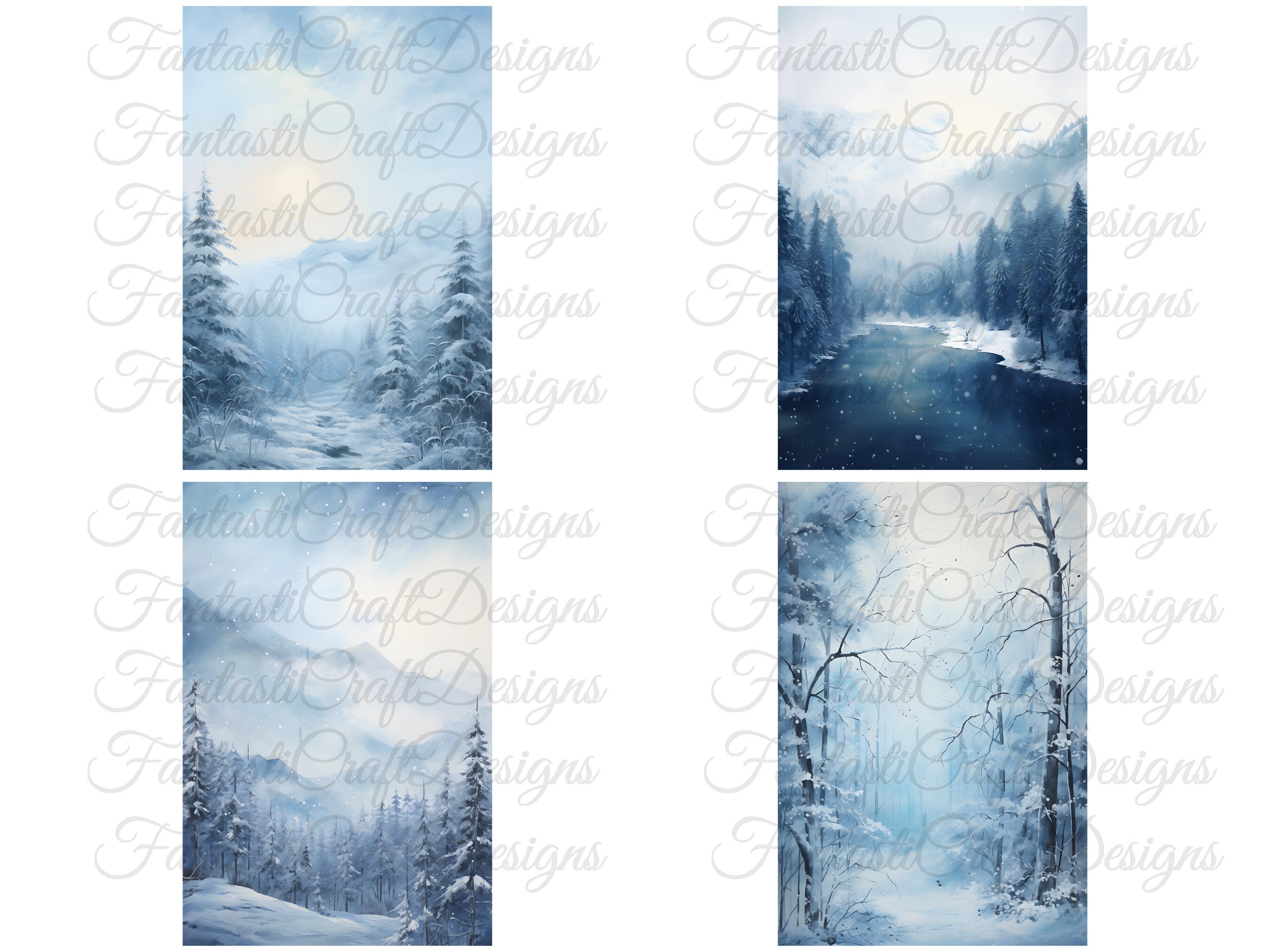 24 Winter Snowfall Backgrounds Digital Paper White Snow Pack Christmas ...