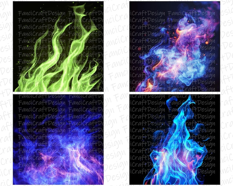 Neon Flames Rainbow Fire Digital Paper Texture 40 Pack Patterns ...
