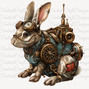 Rabbit Steampunk Animal Cool Bunny Watercolor Clipart 16 Pack Art PNG ...