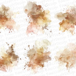 Neutral Splatter Paint Splash Watercolor Clipart Splotch 40 Pack PNG ...