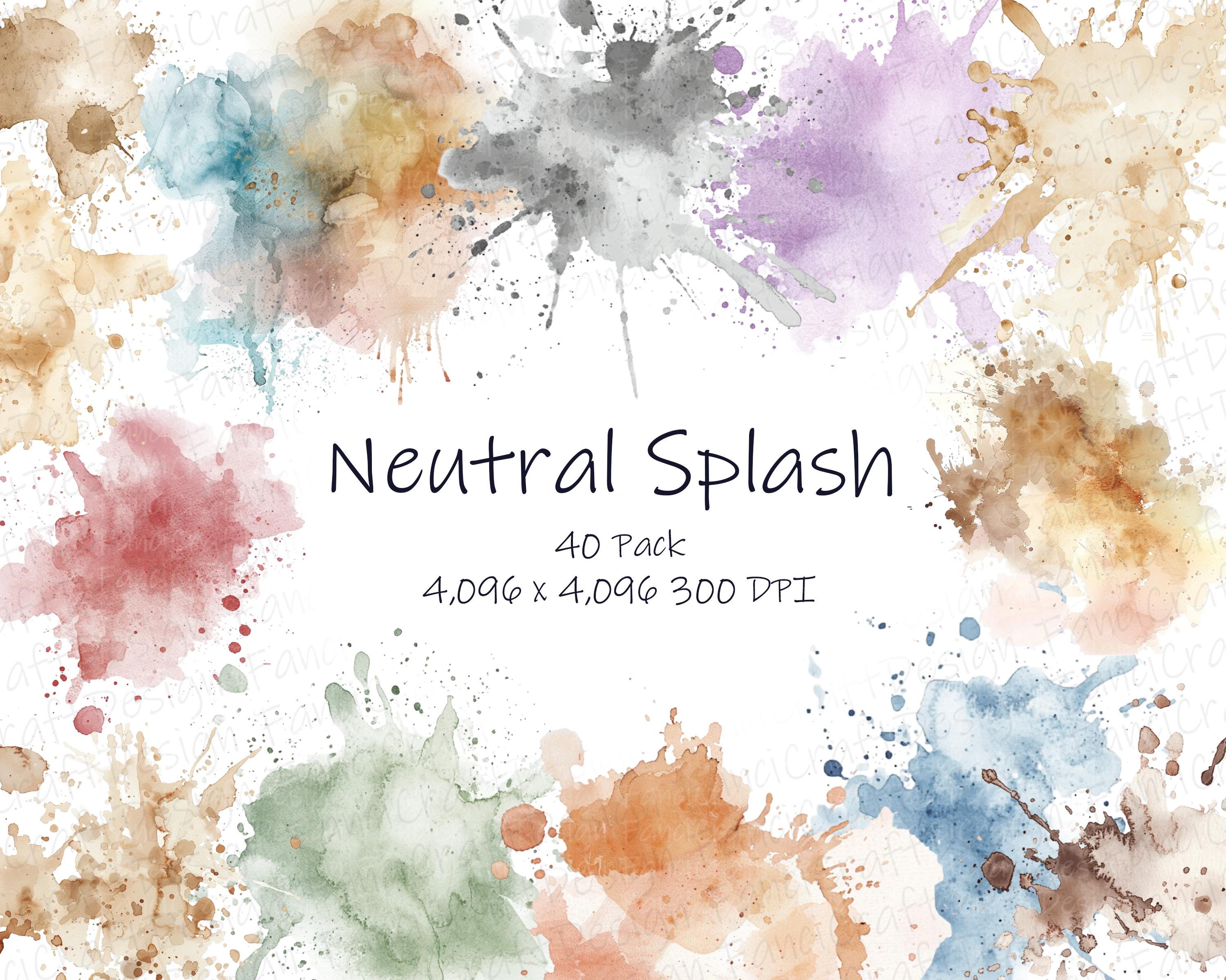 Neutral Splatter Paint Splash Watercolor Clipart Splotch 40 Pack PNG ...