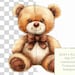 Teddy Bear Clipart Animal Watercolor Beige Bear Printable Transparent ...
