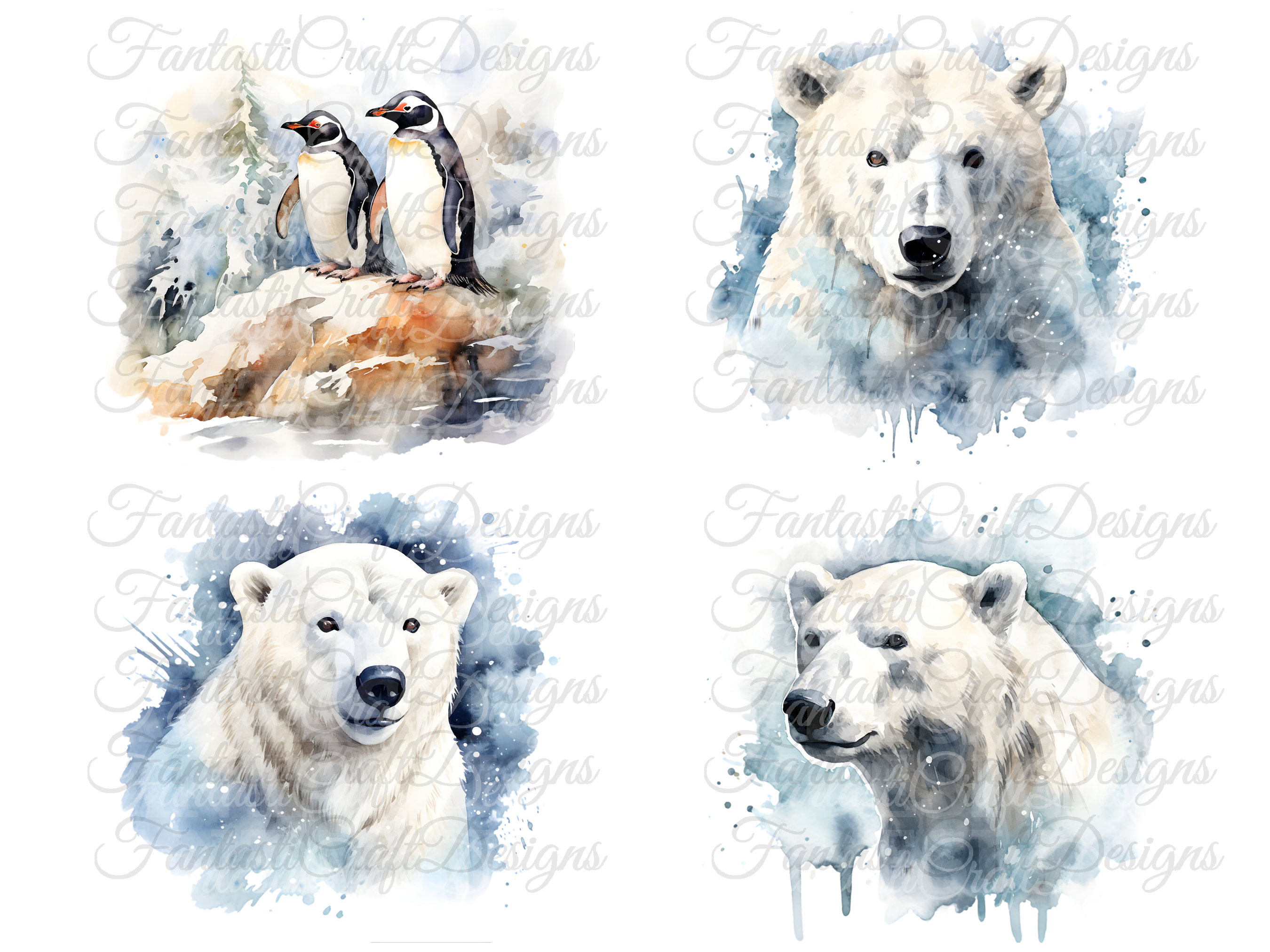 36 Winter Animals Clipart Pack Christmas Snow PNG Digital Download 300 ...