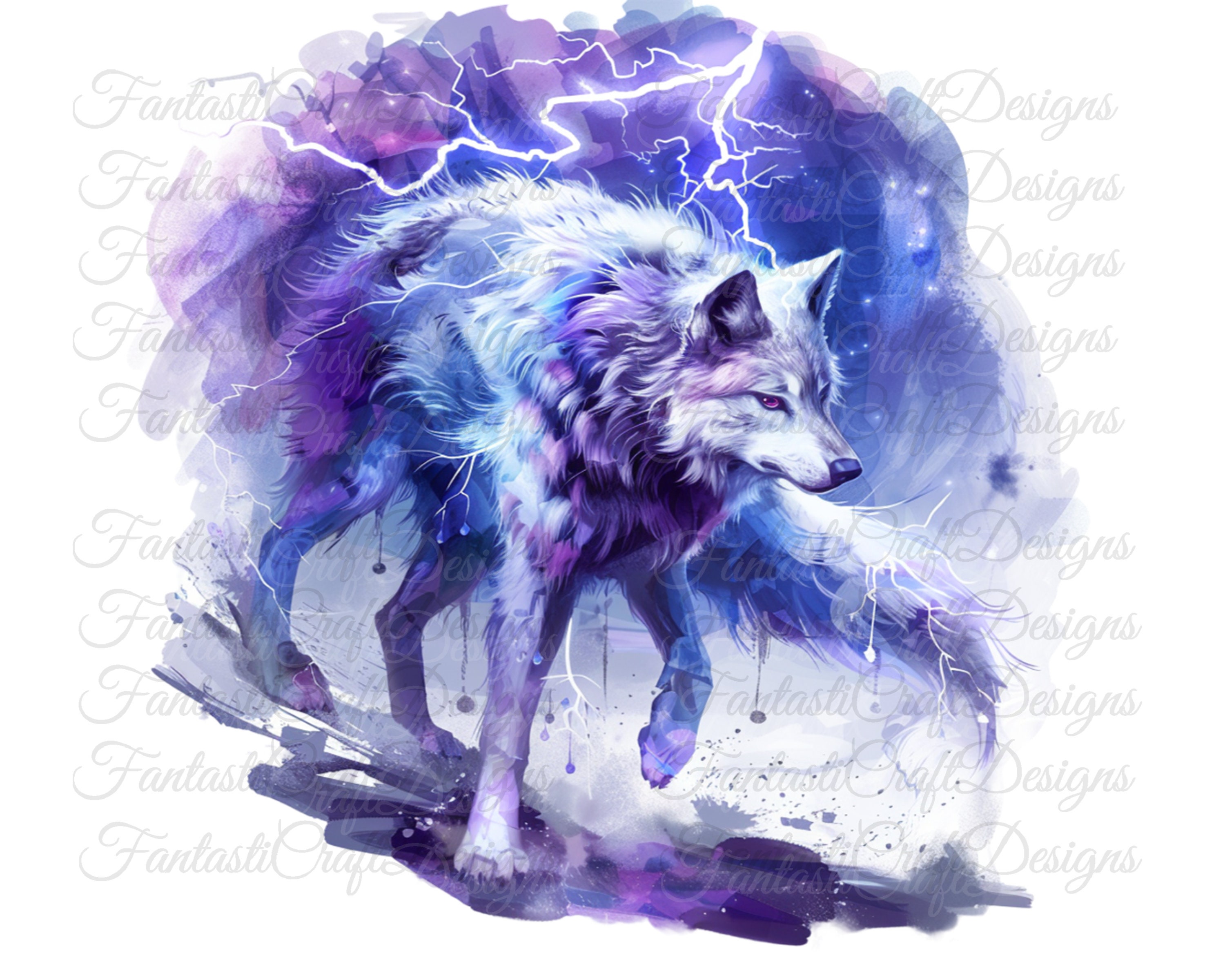 32 Wolf Thunder Lightning Animal Watercolor Clipart Lone Wolf Pack PNG ...
