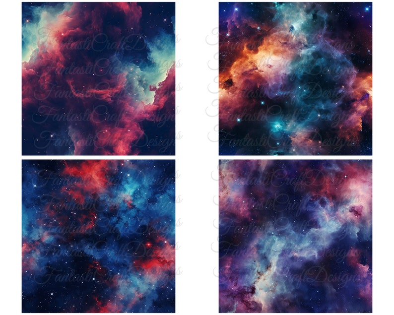 Outer Space Galaxy Nebula Digital Paper 20 Pack Seamless Galaxy ...