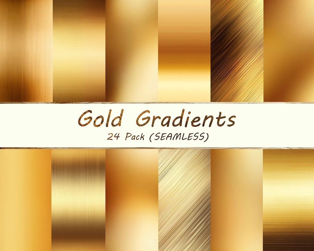 Gold Gradient Digital Paper 24 Pack Shiny Metal Texture Metallic ...