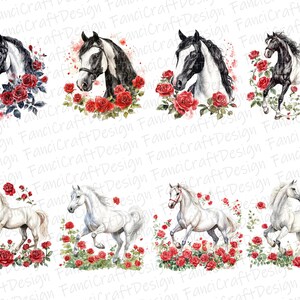 52 Floral Horses Rose Horse Flowers Animal Watercolor Clipart Printable ...
